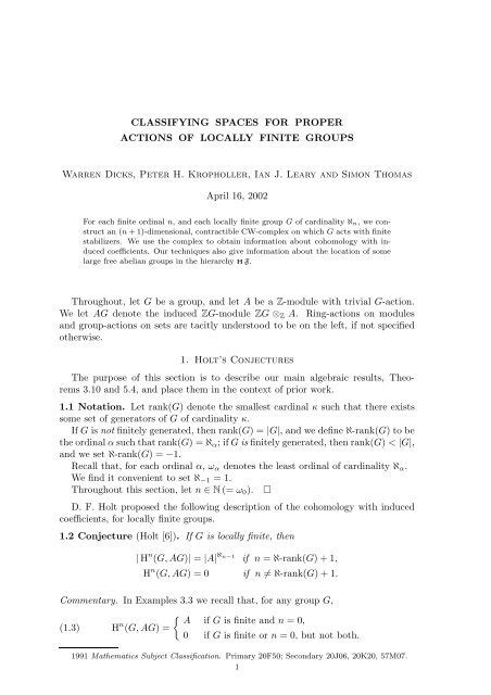 Classifying Spaces For Proper Actions Of Locally Finite Groups