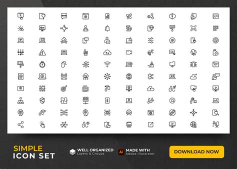 Information Technology Linear Icon Set Graphic By Rirafiq · Creative