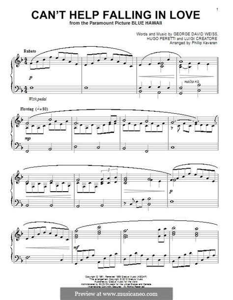 Piano Version Cant Help Falling Por Gd Weiss H Peretti L