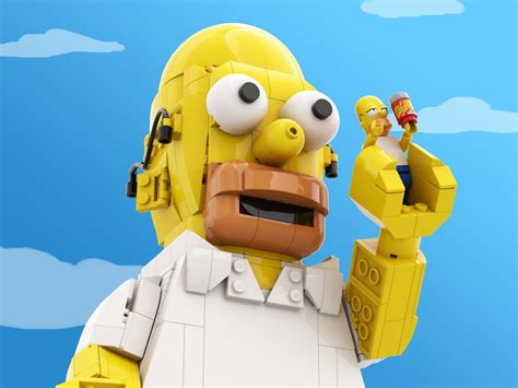 Lego Moc Upscaled Minifigure Homer By Michelanlego Rebrickable