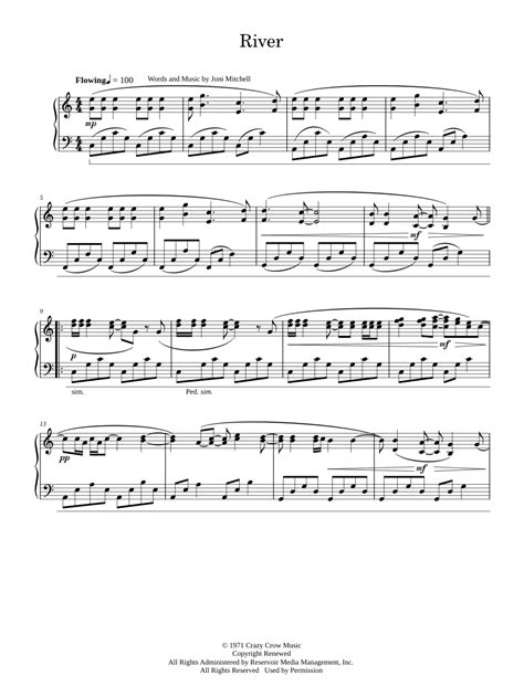 Play Official Version Of River Sheet Music By Joni Mitchell For Piano
