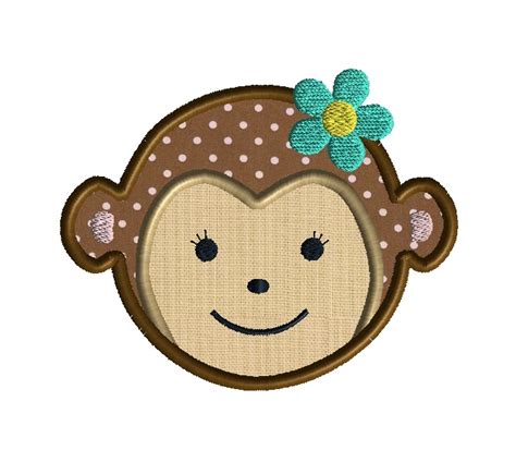 Monkey Girl Applique Design