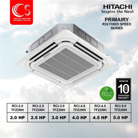 Hitachi Cassette R32 Fixed Speed Series 20hp Till 50hp Rci 20tfz2nh