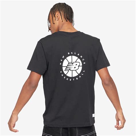 New Balance Hoops Fundamentals Graphic Tee Black Black Mens