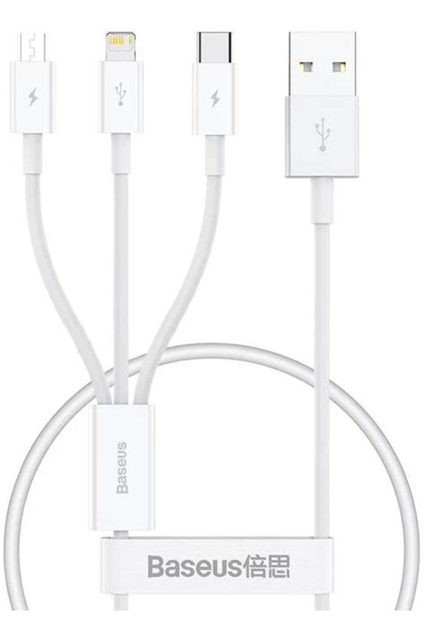 Baseus 3İn1 Micro Type C Iphone Şarj Kablo Kısa Powerbank Kablosu