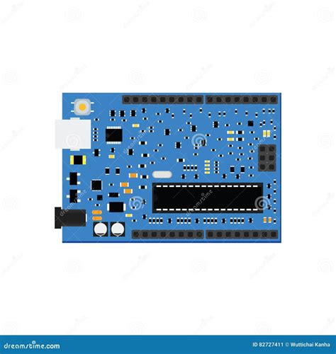 DIY Electronic Uno Board With A Microcontroller Stock Vector Illustration Of Circuit Diode