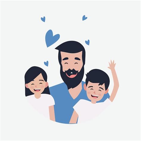 Ilustración De Vector De Feliz Día Del Padre Padre Sosteniendo A Su