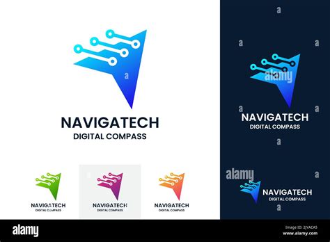 Digital Compass Logo Design Template Illustration Symbol Concept For