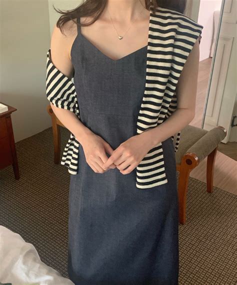 보그원피스🌸데님 스판 끈나시 롱원피스 여름신상 비치휴양지해변휴가데일리데이트