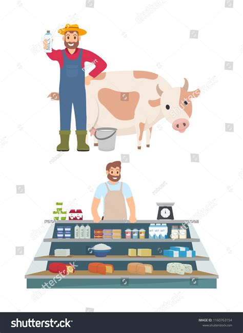 Farmer Vendor Icons Set Vector Farming Stock Vector Royalty Free