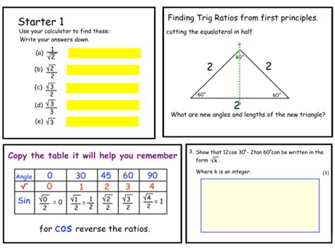 Exact Trig Ratios Notebook Teaching Resources