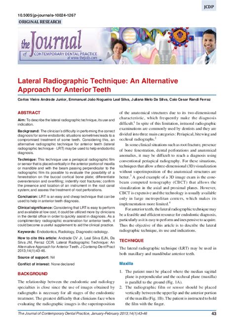 Pdf Lateral Radiographic Technique An Alternative Approach For Anterior Teeth