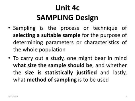 Sampling Design Techniques And Sample Size Determination