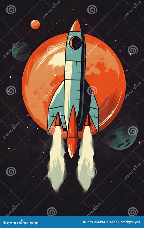 Illustration Of A Space Rocket Taking Off Generative Ai 3 Stock Illustration Illustration Of