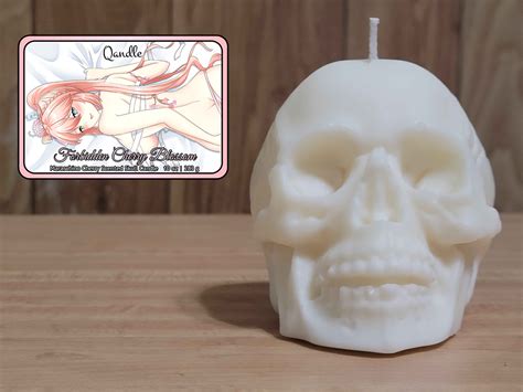 Forbidden Cherry Blossom Skull Candle • Qandle