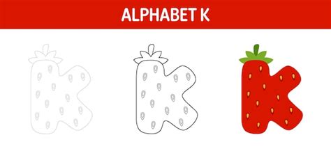 아이들을 위한 알파벳 K 추적 및 채색 워크시트 프리미엄 벡터