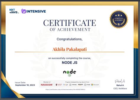 Dr Akhila Pakalapati On Linkedin Certificate Nodejs