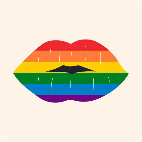 Lgbt Pride Sign In Vector Format Rainbow Lips Kiss Illustration