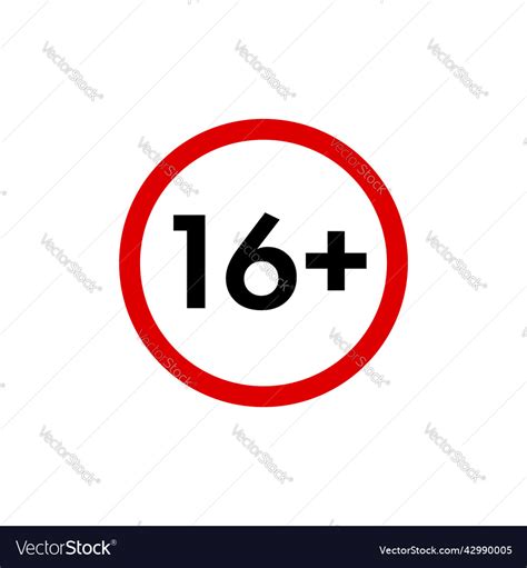 Sixteen Plus Icon Under 16 Years Old Prohibition Vector Image