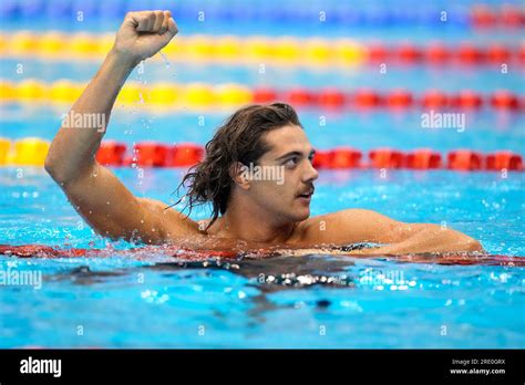 Thomas Ceccon Of Italy Reacts After Winning The Mens 50m Butterfly