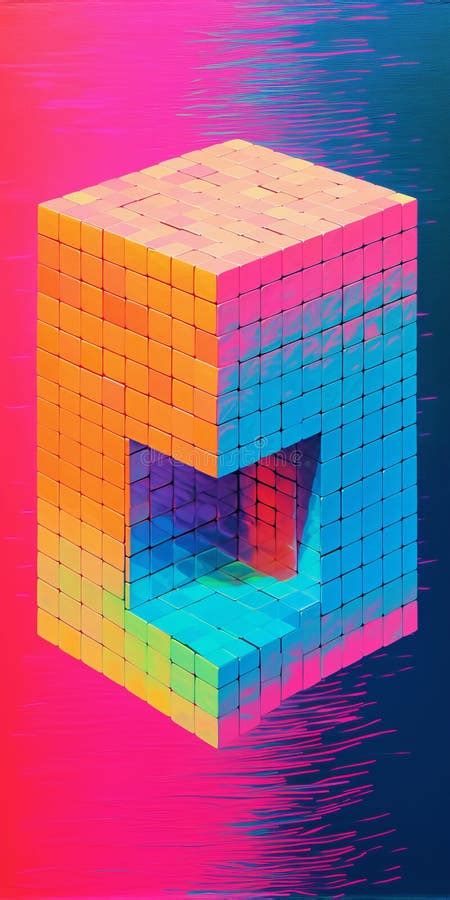 Colorful Voxel Art Cube A Stunning Graphic Design Inspired Illustration Stock Illustration