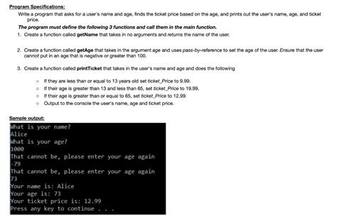 Solved Program Specifications Write A Program That Asks For Chegg