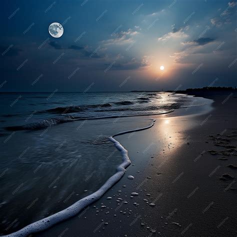 Premium Photo Moonlit Beach Scene