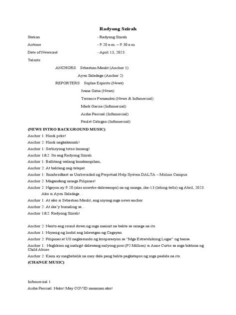 Fil Radio Broadcasting Script Pdf