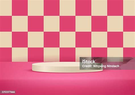 분홍색과 크림색의 체크 무늬 배경 벡터 3d 제품 판매를 위한 연단 공간 0명에 대한 스톡 벡터 아트 및 기타 이미지 0명 3차원 형태 가정의 방 Istock