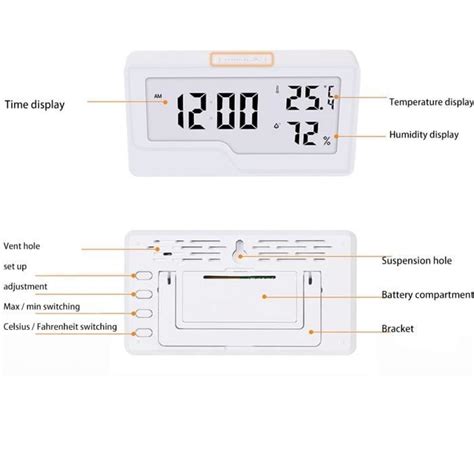 Hygromètre Thermomètre Numérique À Température Horaire Lcd Jauges De