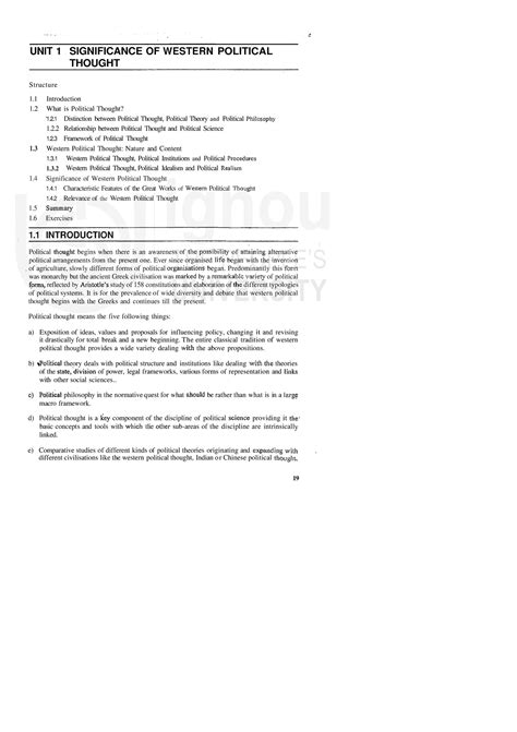 Block 1 Unit 1 Significance Of Western Political Thought Structure