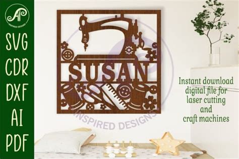 Sewing Square Name Sign Svg Laser · Creative Fabrica