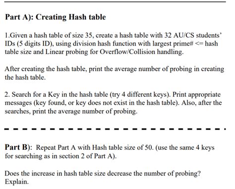 Solved Part A Creating Hash Table 1 Given A Hash Table Of Chegg Com