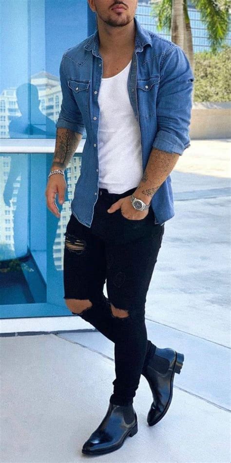 Pin De Andres Gongora En Outfits Camisa De Mezclilla Hombre Ropa De