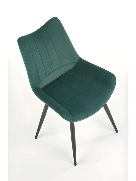 Chaise Contemporaine En Velours Vert Avec Pieds Design En Acier Noir Omega