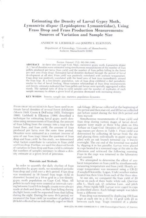 Pdf Techniques For Estimating The Density Of Late Instar Gypsy Moth
