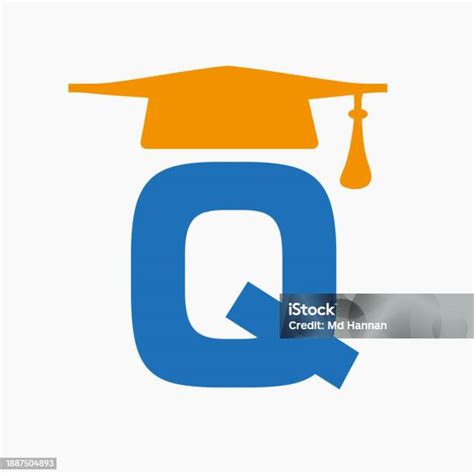 Logo De Léducation Sur La Lettre Q Avec Licône Du Chapeau De Graduation