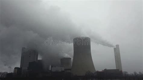 Air Pollution From Coal Fired Power Plants Concept Of Heavy Industry