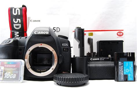 【目立った傷や汚れなし】キャノン canon eos 5d mark ii ボディ bg e6 バッテリーグリップ・未使用cfカード付の落札