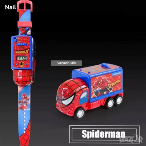 Детски Часовник кола Spider Man с прожектор спайдър мен в Други в гр