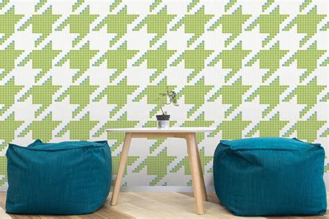 Green Houndstooth Tile Pattern Great Dane Aloe By Artaic