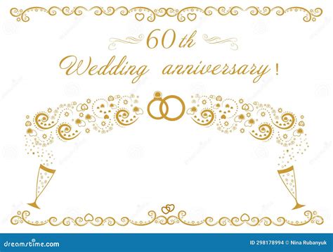 60th Wedding Anniversary Invitation Beautiful Illustration 239214084