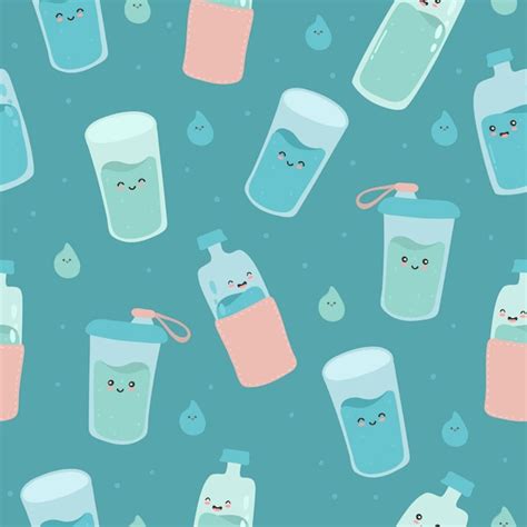 Premium Vector Seamless Pattern With Cute Happy Funny Bottles And
