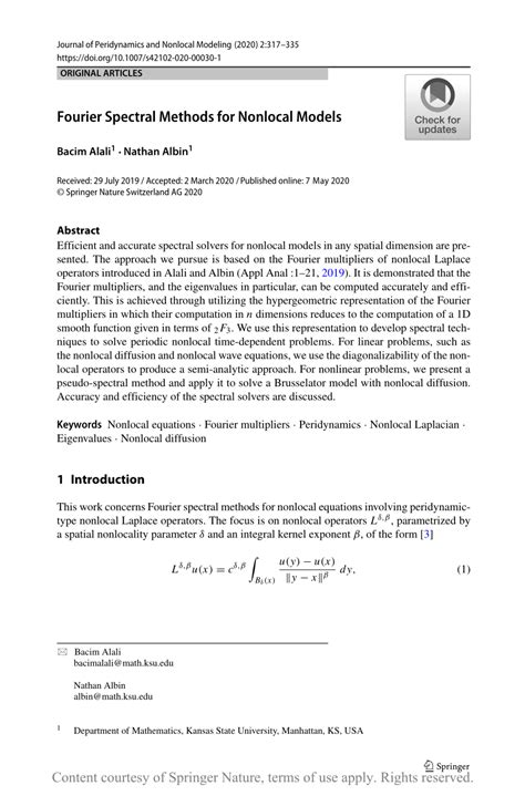 Fourier Spectral Methods For Nonlocal Models Request PDF
