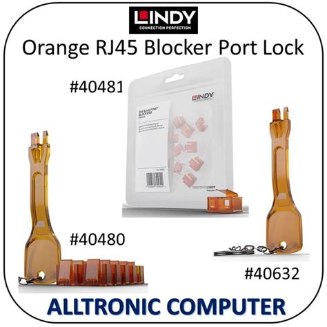 Lindy Rj45 Port Lock Orange 1key 10pcs Rj45 Blocker 40480 Pack