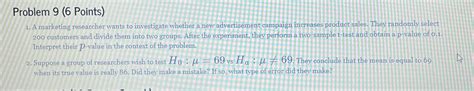 solved problem 9 6 ﻿points 1 a marketing researcher wants