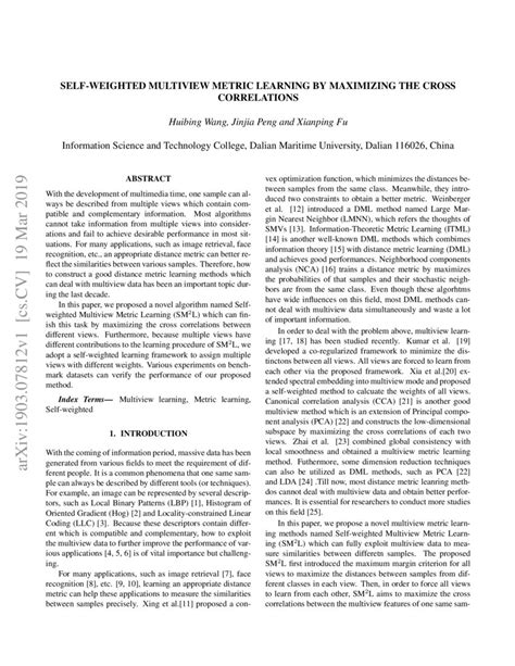 Self Weighted Multiview Metric Learning By Maximizing The Cross