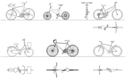 Bicycle Detail CAD Blocks 2d View Layout File Cadbull