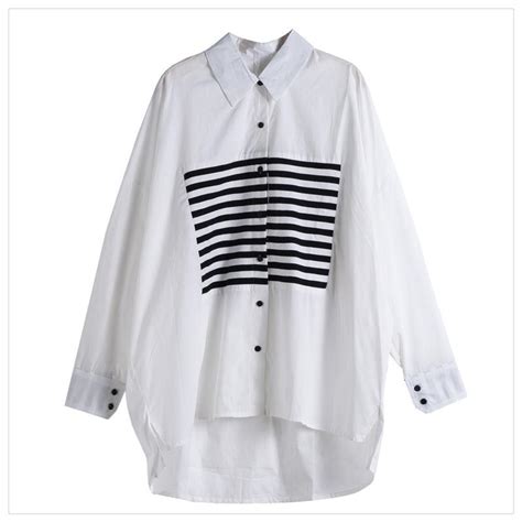 Black And White Oversized High Low Shirt Buddhatrends