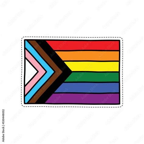 Progress Pride Flag Doodle Sticker Icon Vector Color Line Illustration